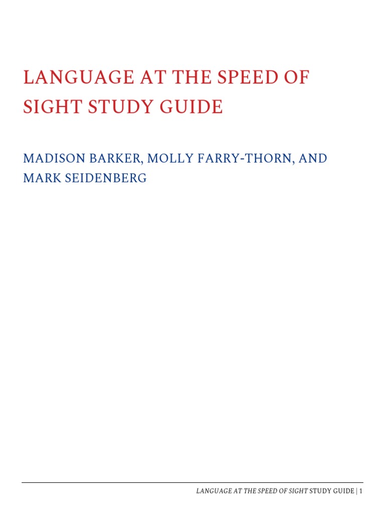 Language at The Speed of Sight Study Guide Chapters 1 6 | PDF | Writing ...
