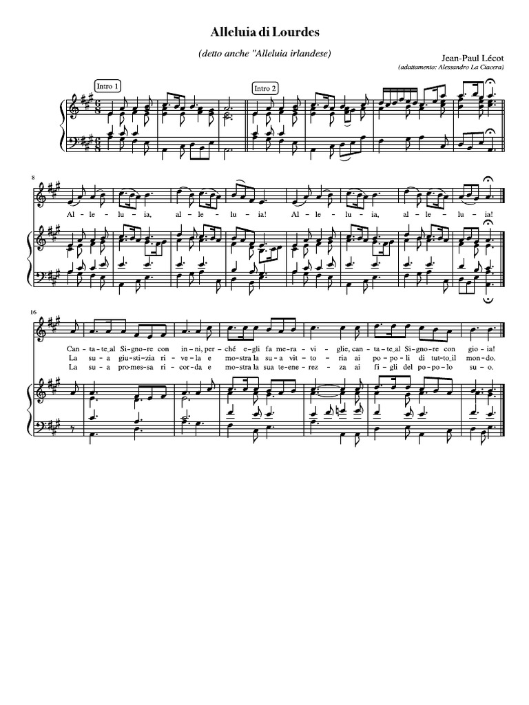 Alleluia Di Lourdes 1 Voce | PDF