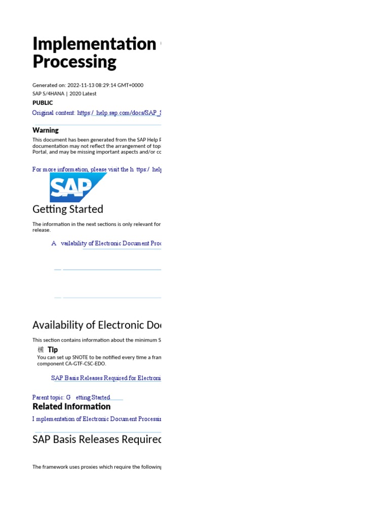 SAP Electronic Document Processing Guide | PDF | Document | Software ...