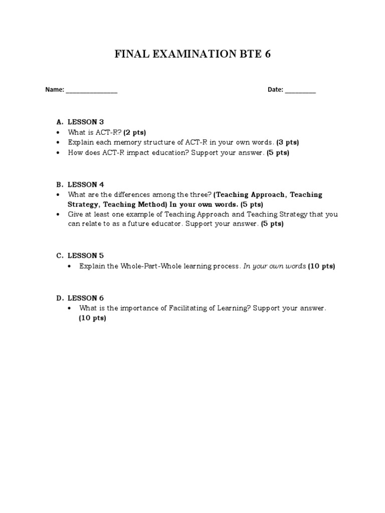Final Examination Bte 6 | PDF