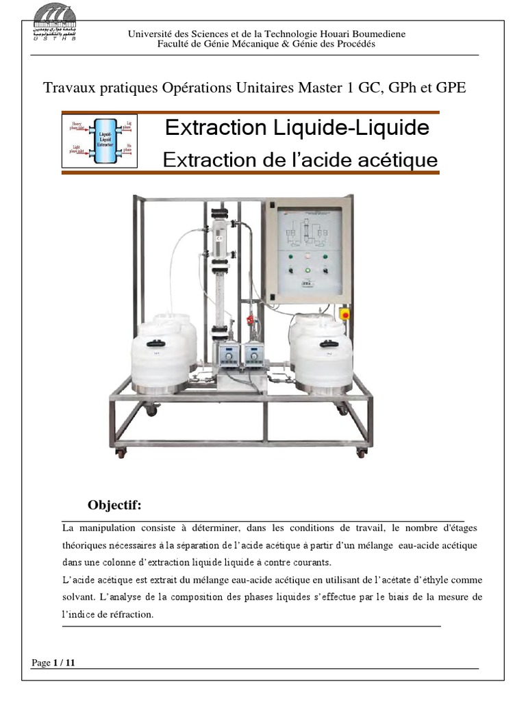 TP Extraction Liquide Liquide | PDF