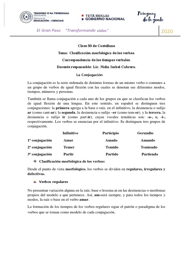Clasificación de Verbos en Español | PDF | Verbo | Conjugación gramatical