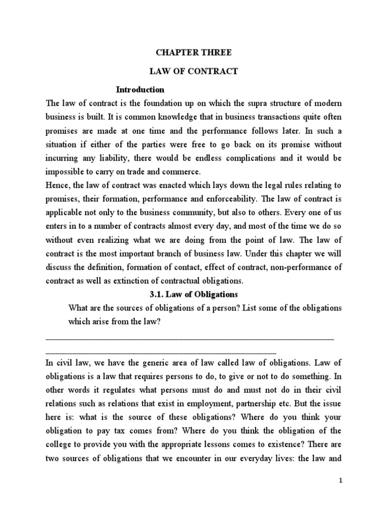 CHA 3 Business Law | PDF | Offer And Acceptance | Law Of Obligations