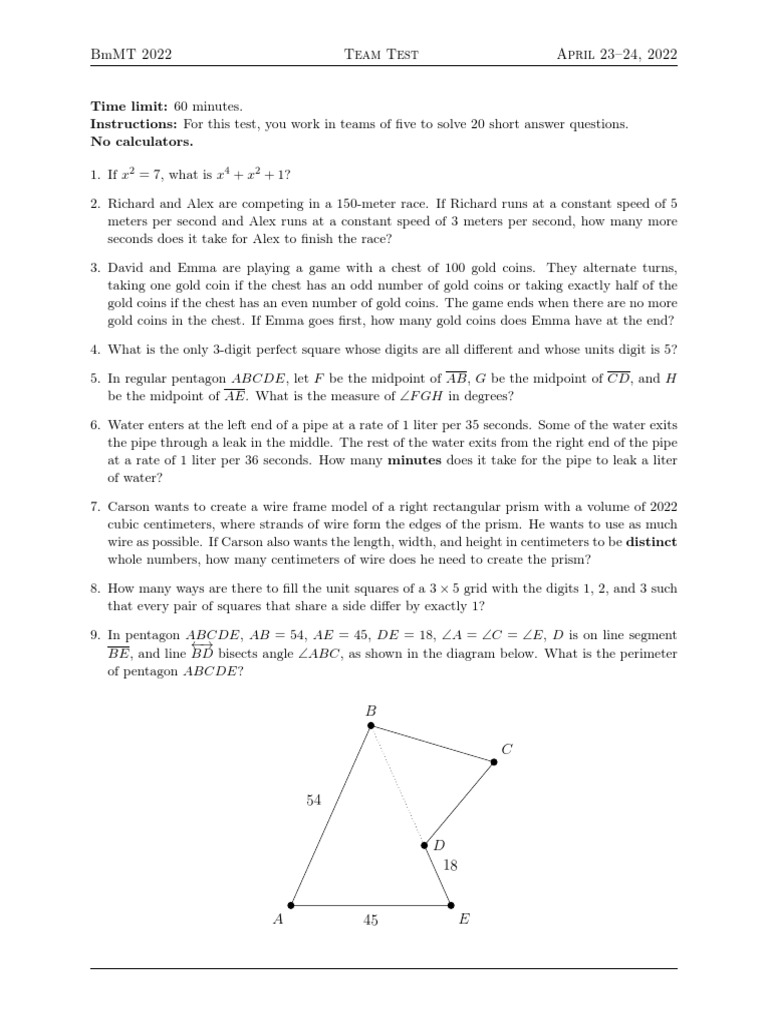 Team Problems | PDF | Sphere | Elementary Geometry
