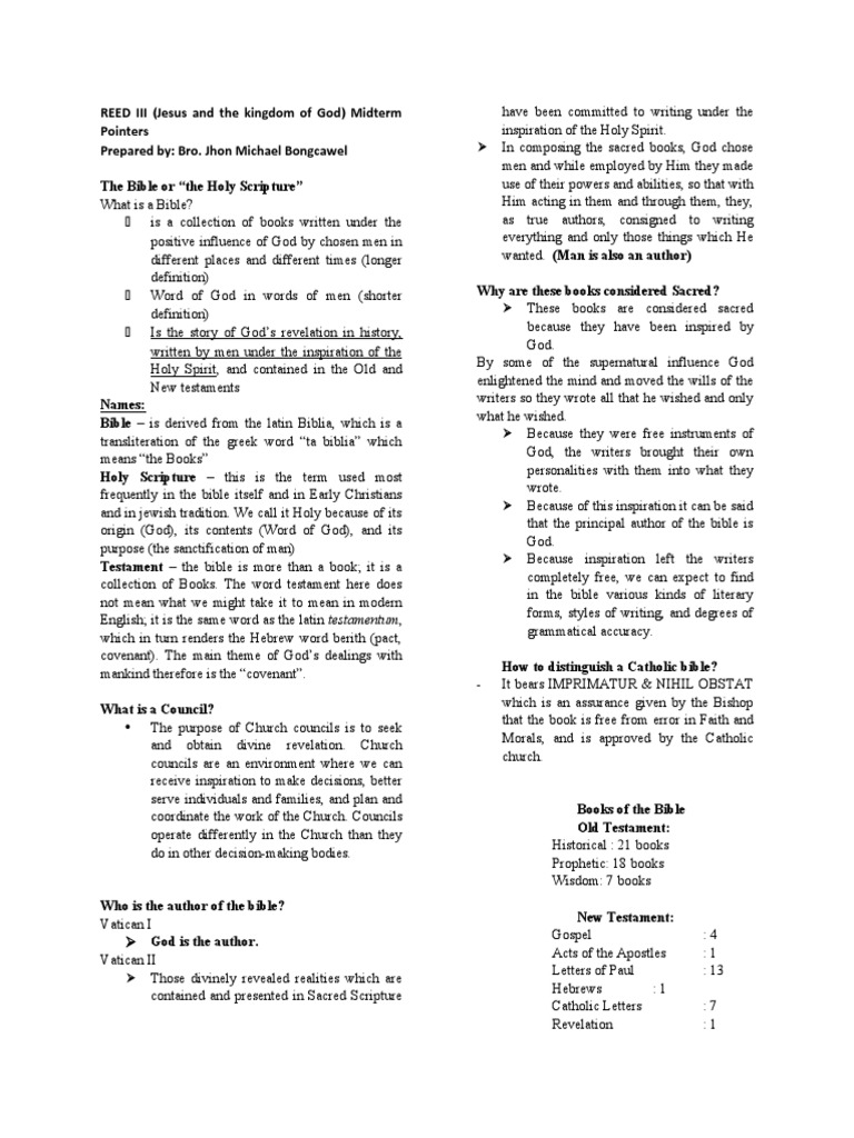 REED III Midterm Exam Pointers | PDF | Jesus | Nativity Of Jesus REED III Midterm Exam Pointers | PDF | Jesus | Nativity Of Jesus