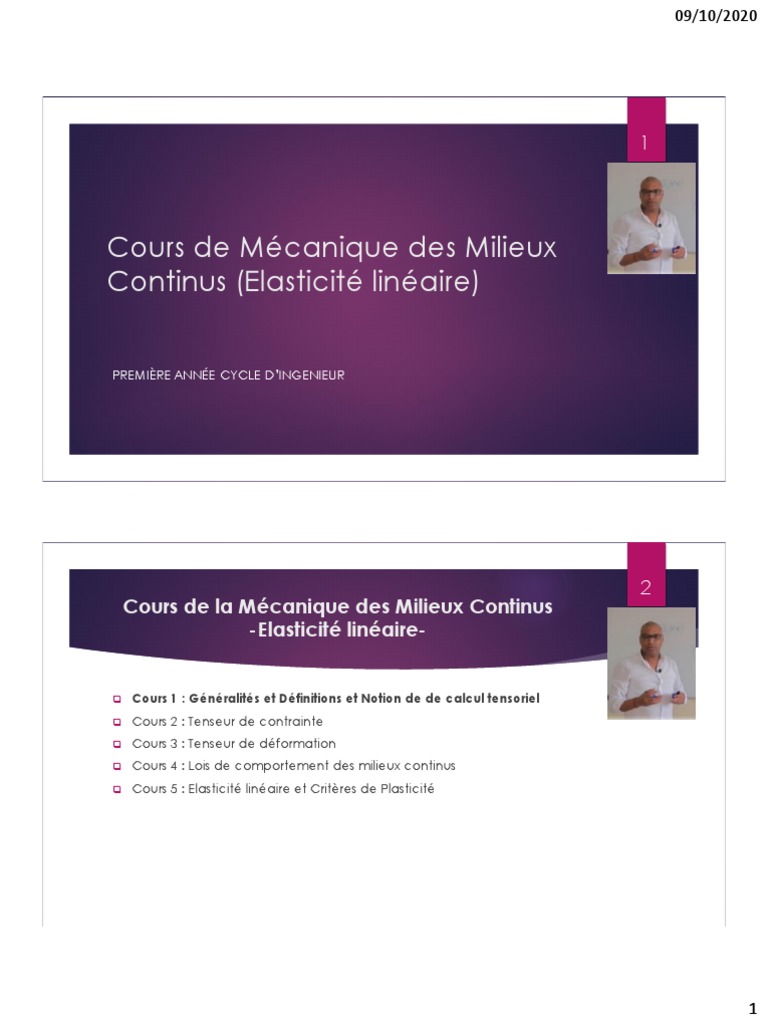 Cours 1 - Généralités Et Éléments de Calcul Tensoriel | PDF