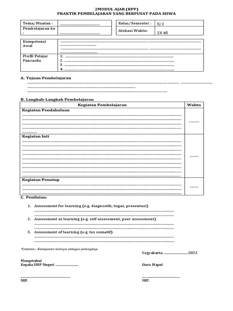 RPP - Modul Ajar - Kurmer | PDF | Griya & Taman