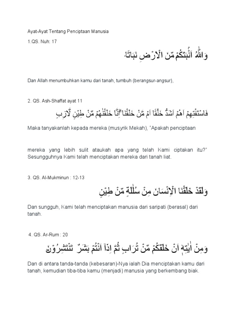 Penciptaan Manusia Ayat-Ayat | PDF