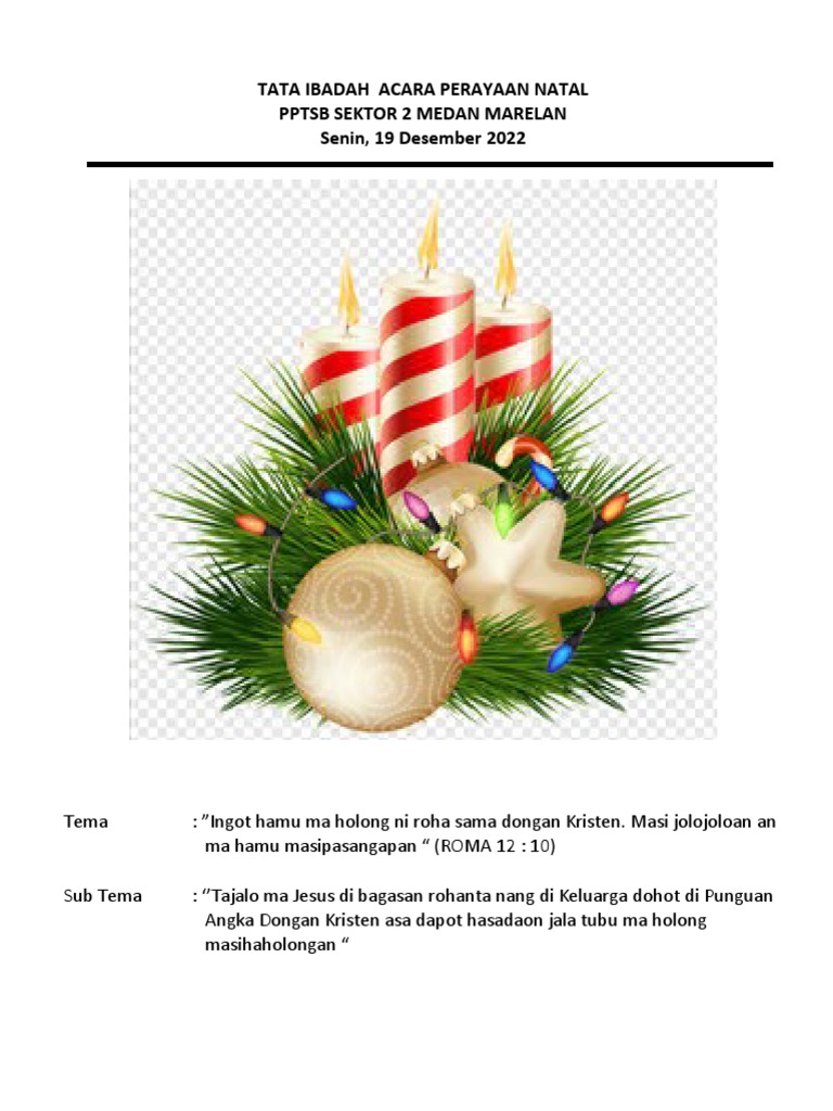 TERTIB ACARA PERAYAAN NATAL PPTSB Sektor 2 Medan Utara 2022 | PDF | Agama & Spiritualitas