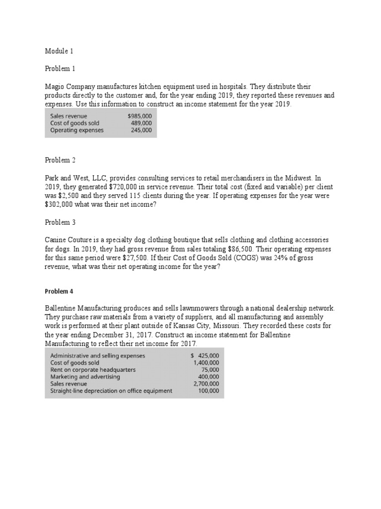 Session 2 Problems | PDF | Cost | Income Statement