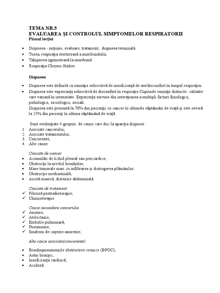 Evaluarea Simptomelor - Respiratorii Suport | PDF
