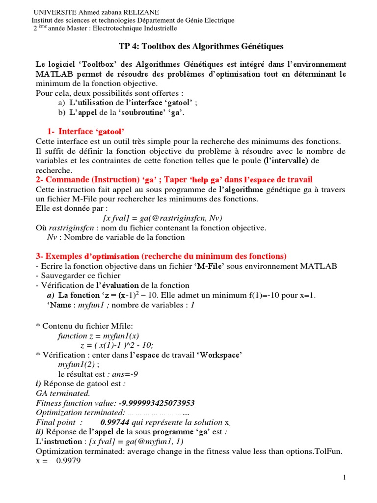 tp4 Algorithmes Genetiques | PDF | Algorithmes | Programmation informatique