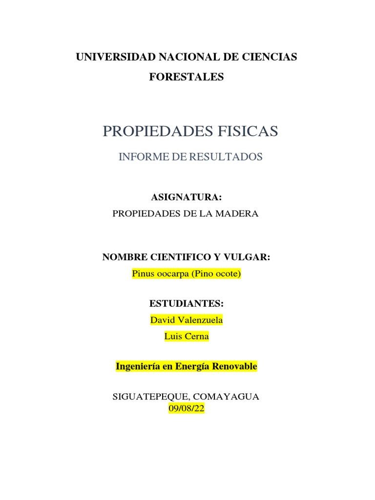 Propiedades del Pino Ocote (Pinus oocarpa) | PDF | Madera