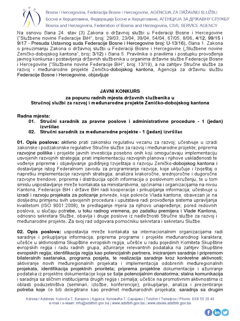 Strucna Sluzba Za Medjun Projekte ZDK | PDF