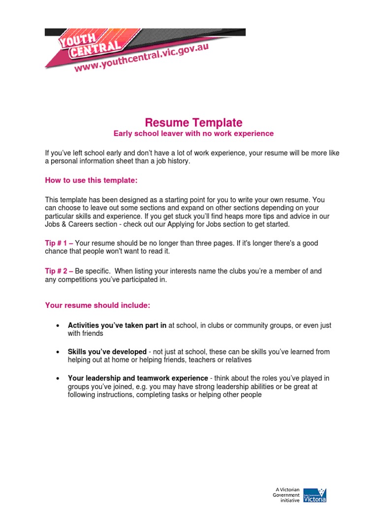 CV Template for School Leavers | PDF | Résumé | Volunteering