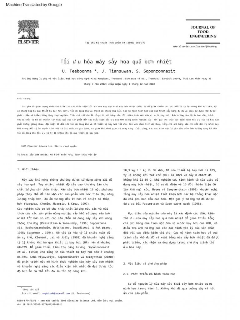 Optimization of Heat Pump Fruit Dryers | PDF