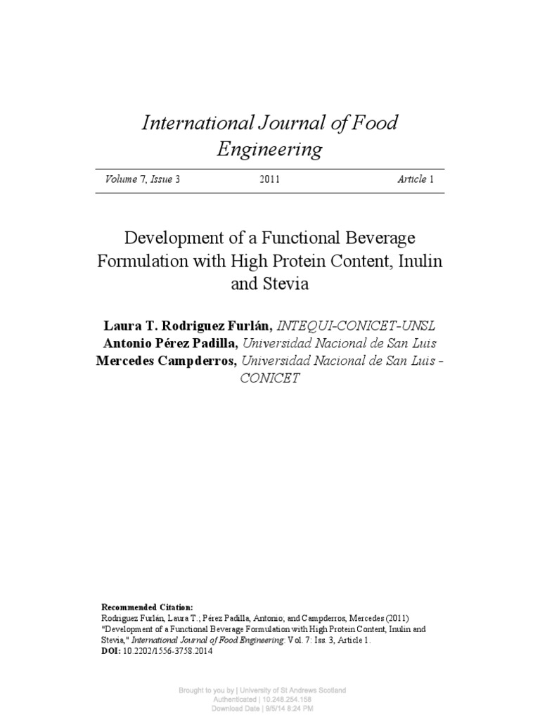 Development of A Functional Beverage | PDF