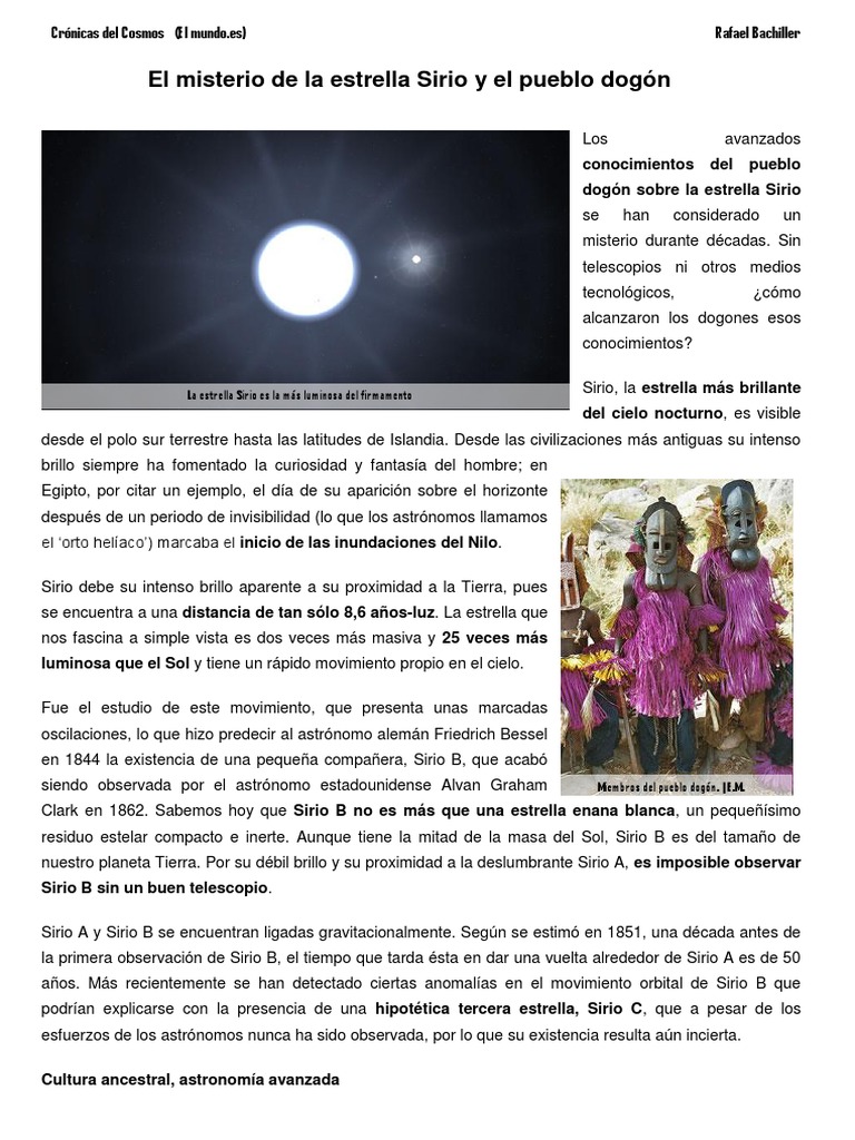 Misterios de Sirio y los Dogones | PDF | Estrellas | Ciencias fisicas