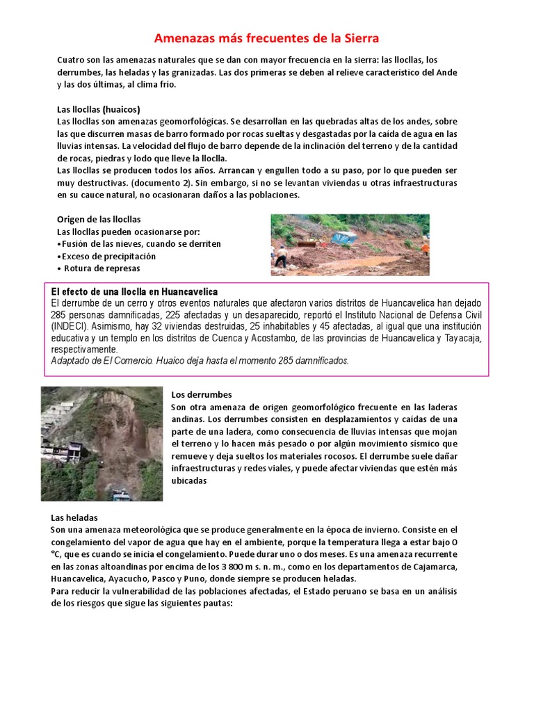 Amenazas Más Frecuentes de La Sierra | PDF | Granizo | Lluvia