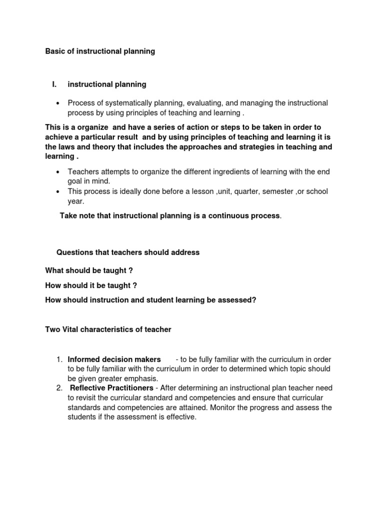 Instructional Planning for Teachers | PDF | Lesson Plan | Curriculum
