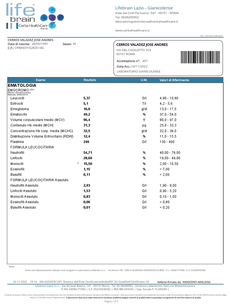 Referto 16-11-2022 457 2503942 Referto | PDF