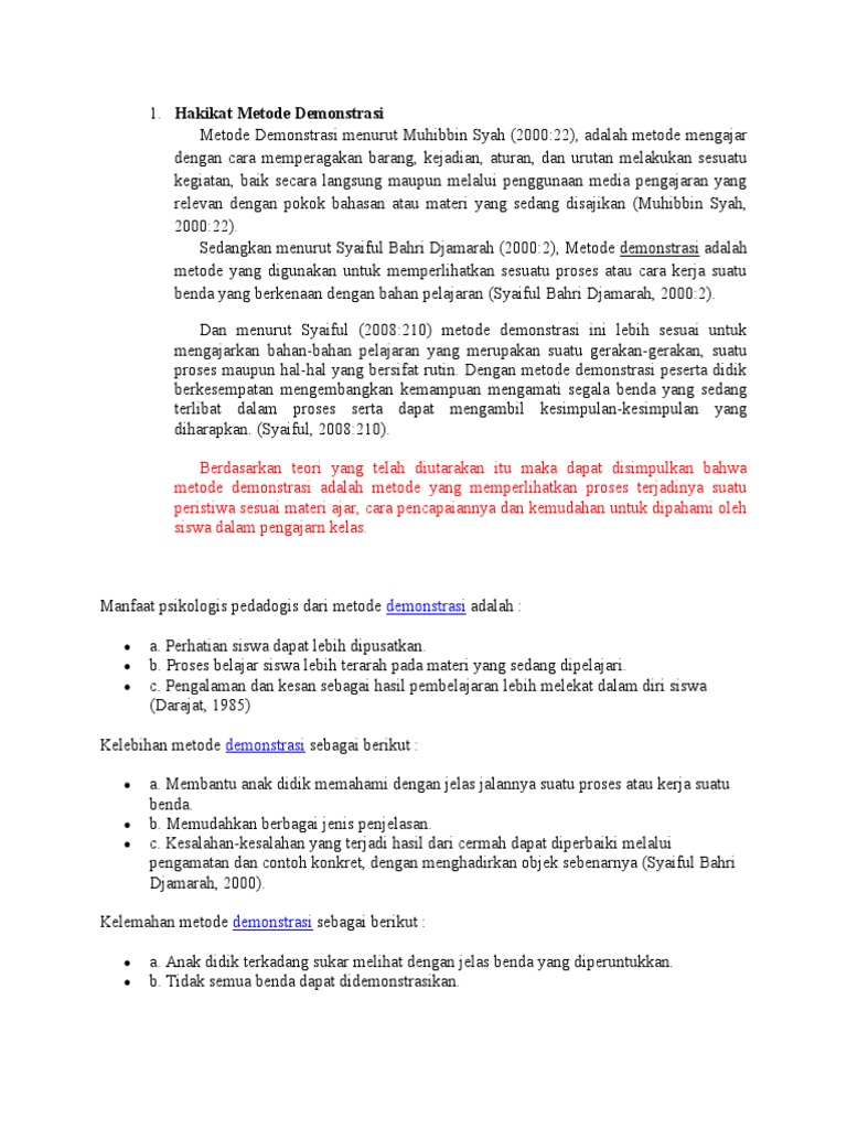 Hakikat Metode Demonstrasi | PDF | Seni