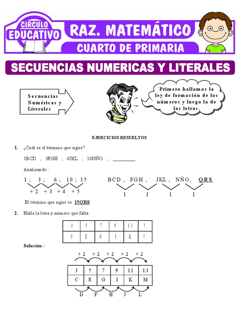Secuencias Numéricas y Literales Resueltas | PDF | Métodos y materiales ...