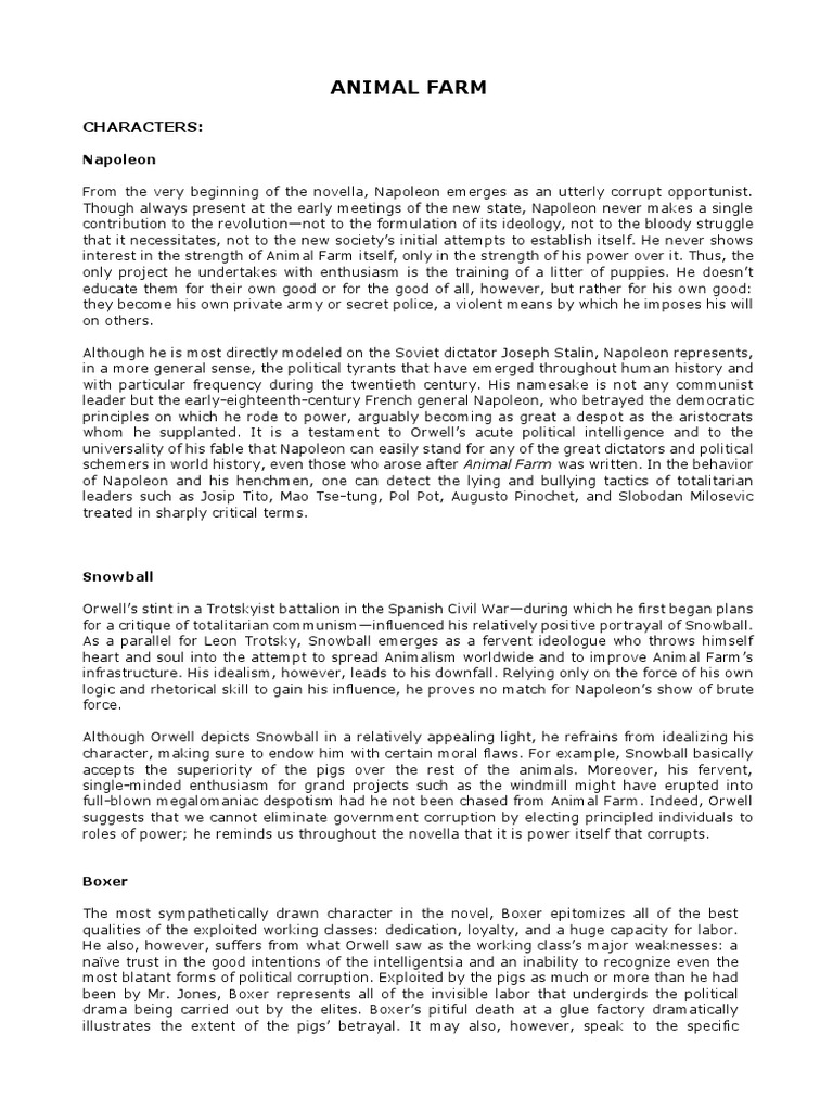 Animal Farm Notes | PDF | Political Theories