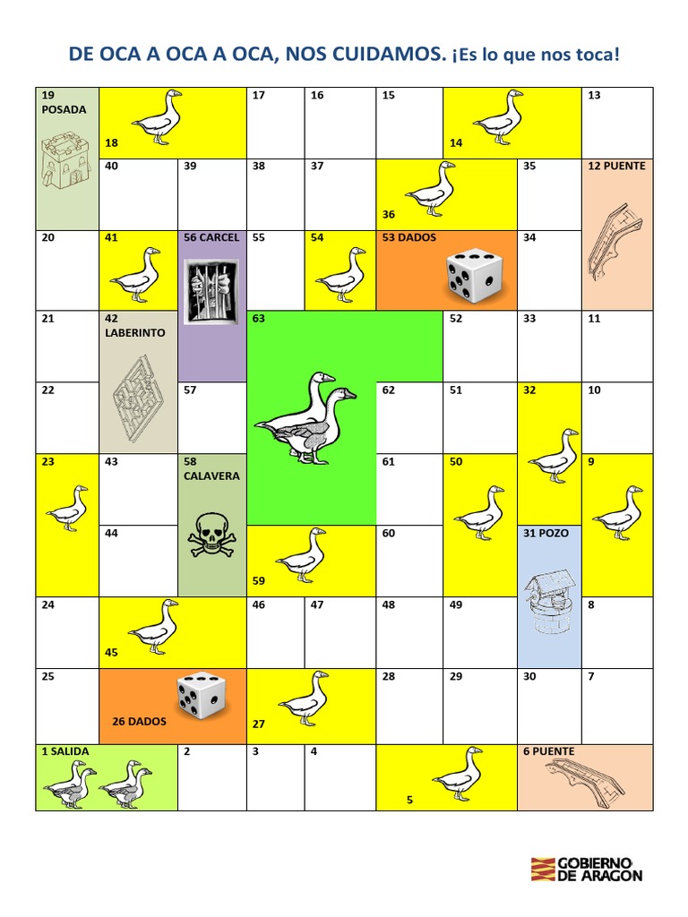 Reglas y actividades del juego de mesa "De oca a oca nos cuidamos | PDF | Juegos de mesa ...