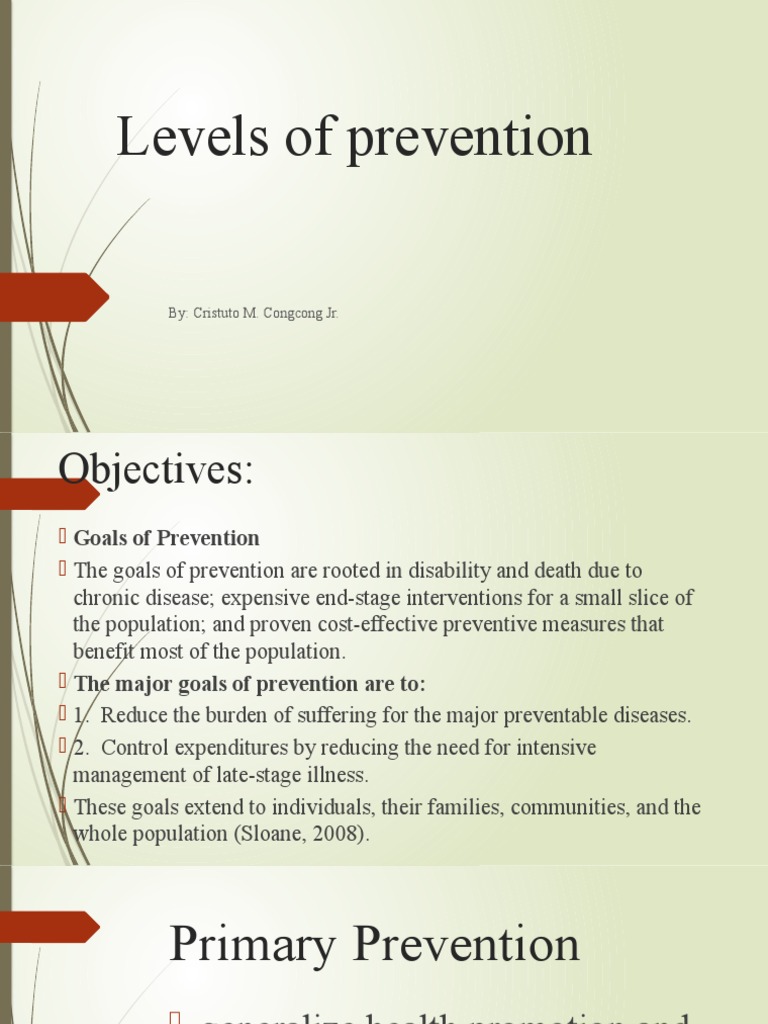 6 Levels of Prevention CHN CONGCONG | PDF | Preventive Healthcare ...