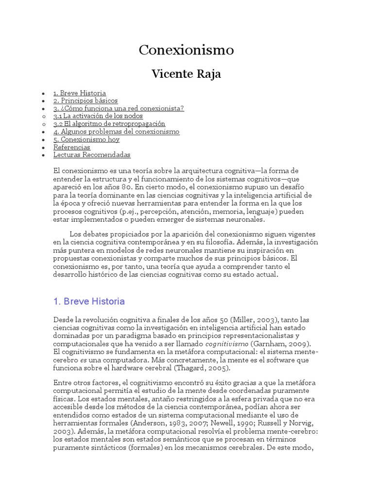 Conexionismo Raja Vicente | PDF