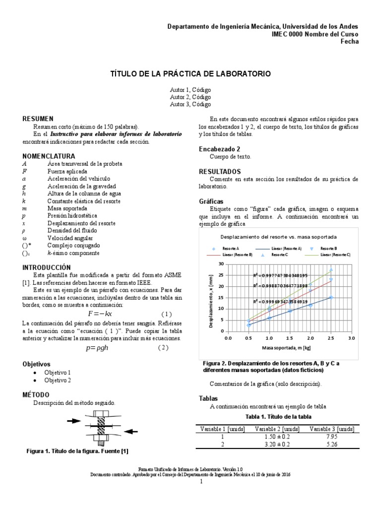 Formato Informes de Laboratorio IMEC | PDF | Física | Física Aplicada e Interdisciplinaria