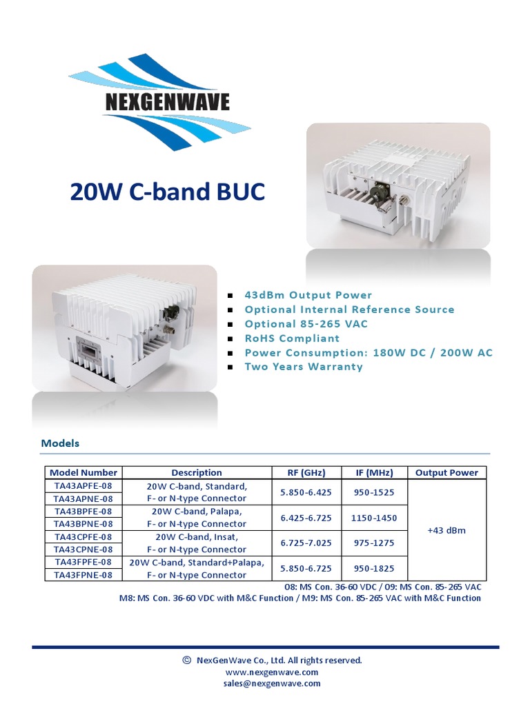 20W C-Band BUC Specifications | PDF | Hertz | Computer Engineering