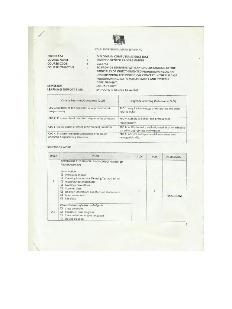 Clo Object Oriented Programming (Oop) | PDF