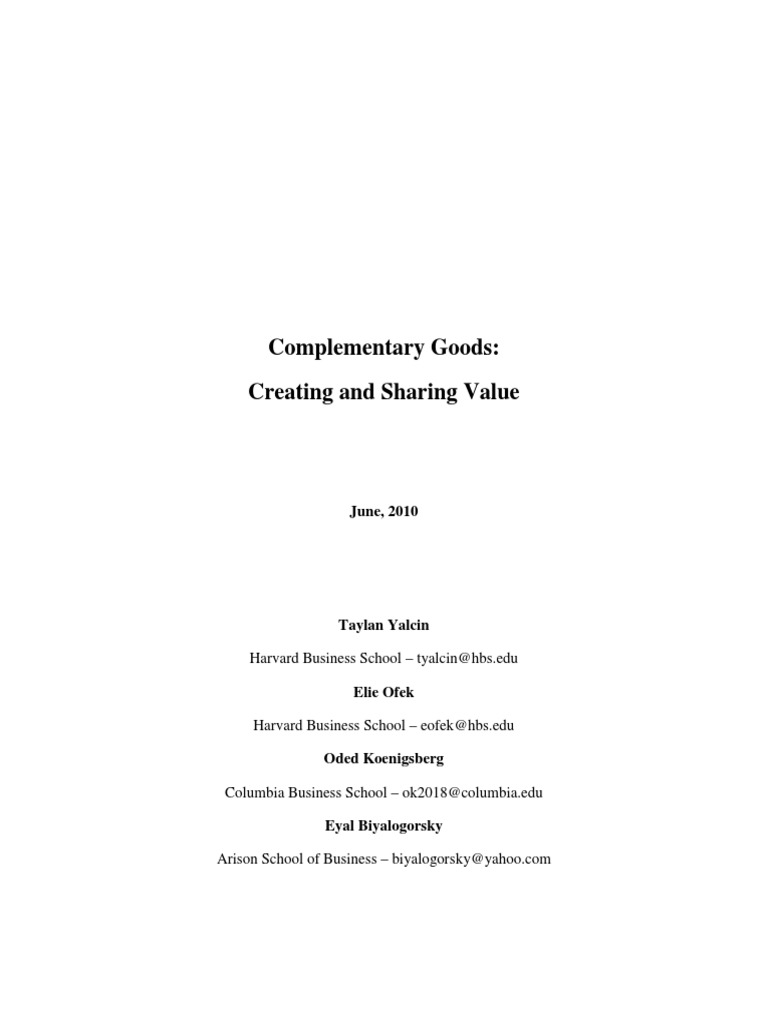 Complementary Goods | PDF | Business