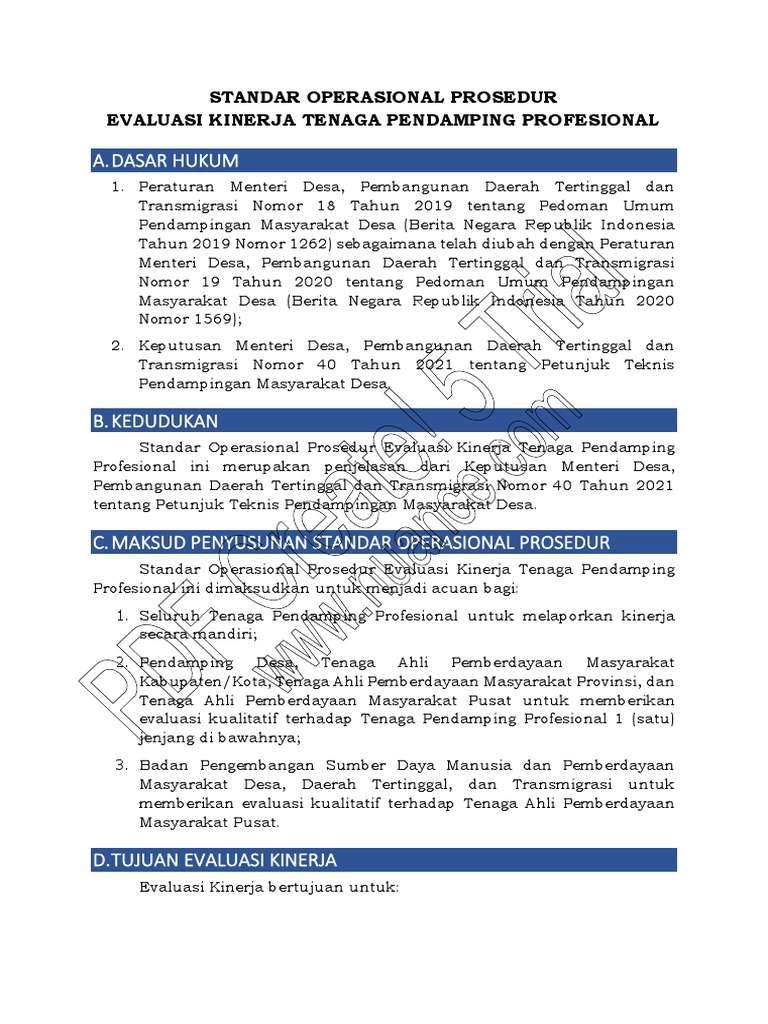 SOP Evaluasi Kinerja TPP 16 Maret 2022 | PDF