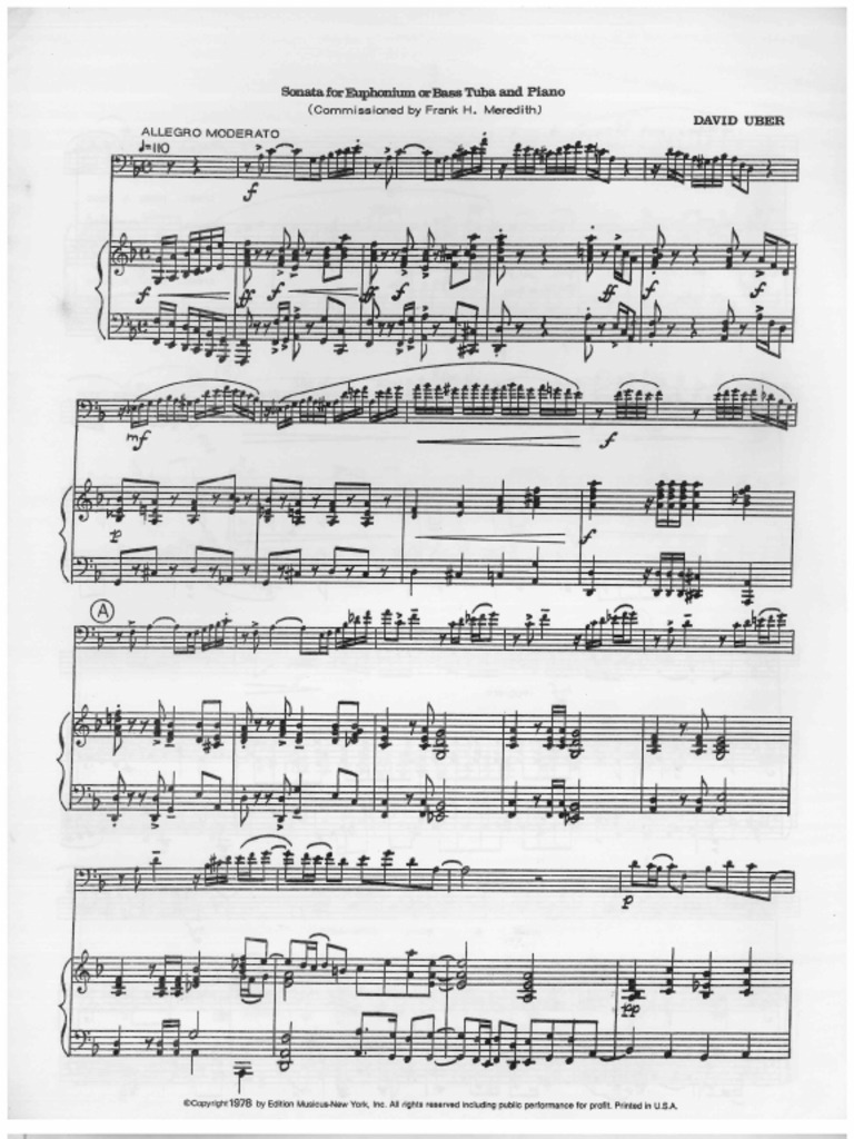 Uber David Sonata For Euphonium Piano | PDF