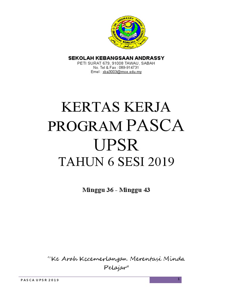 Kertas Kerja Pasca Upsr | PDF