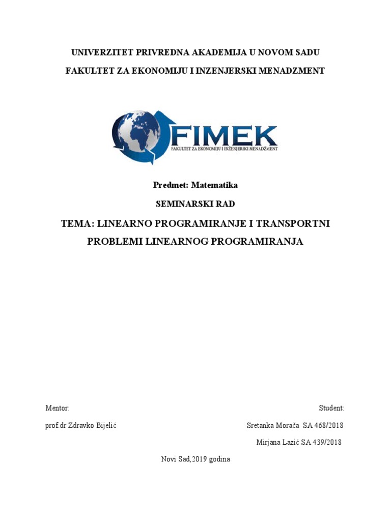 Linearno Programiranje | PDF