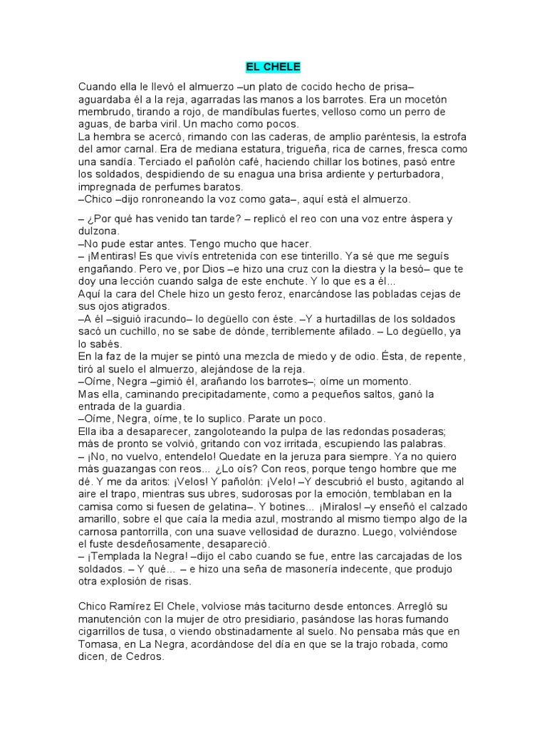 Cuento Regionalista El Chele | PDF