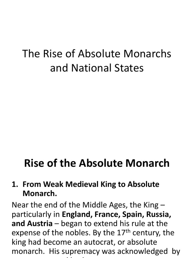 Rise of Absolute Monarchs in Europe | PDF | France | Palace Of Versailles