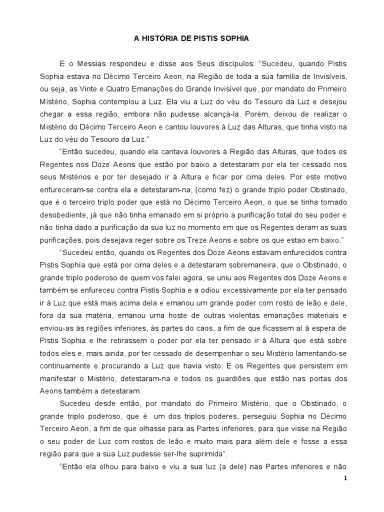 PISTIS SOPHIA Cap.1 (Parte 2) Arrependimentos e Louvores | PDF | Pecado | Fé
