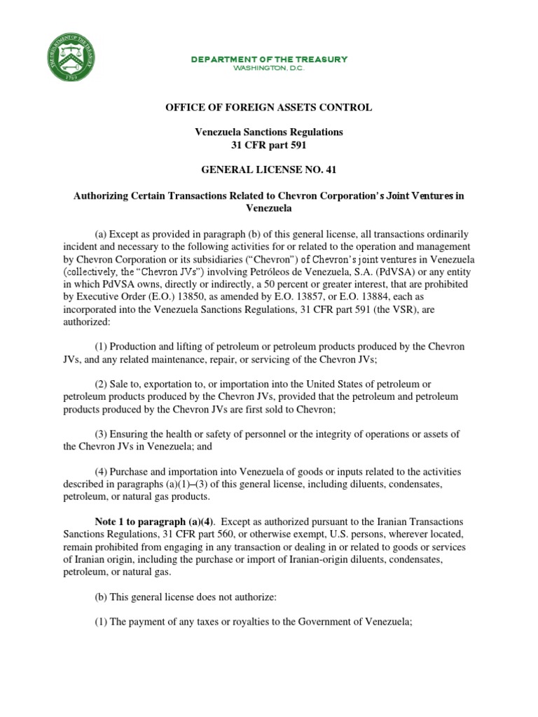 Ofac Chevron Licencia Pdvsa | PDF