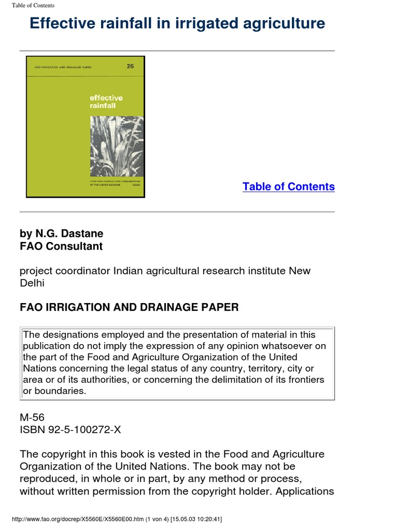 FAO 25 1978 Effective Rainfall in Irrigated Agriculture | PDF