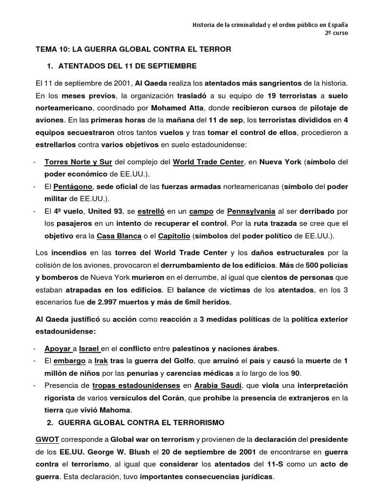 Tema 10 | PDF | Jihadismo | Ataques del 11 de septiembre