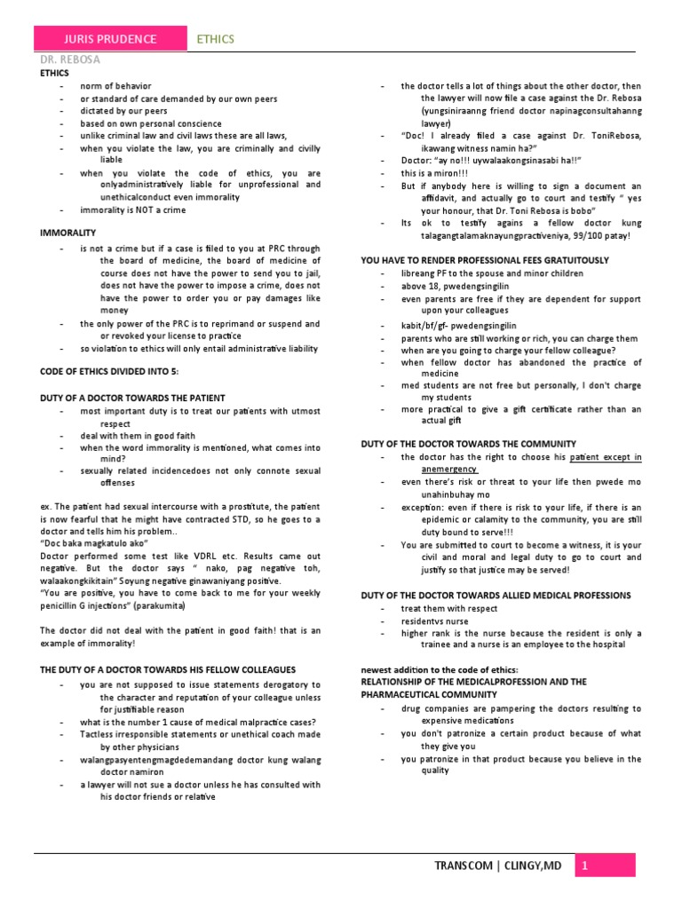 Juris Prudence ETHICS | PDF | Physician | Nursing