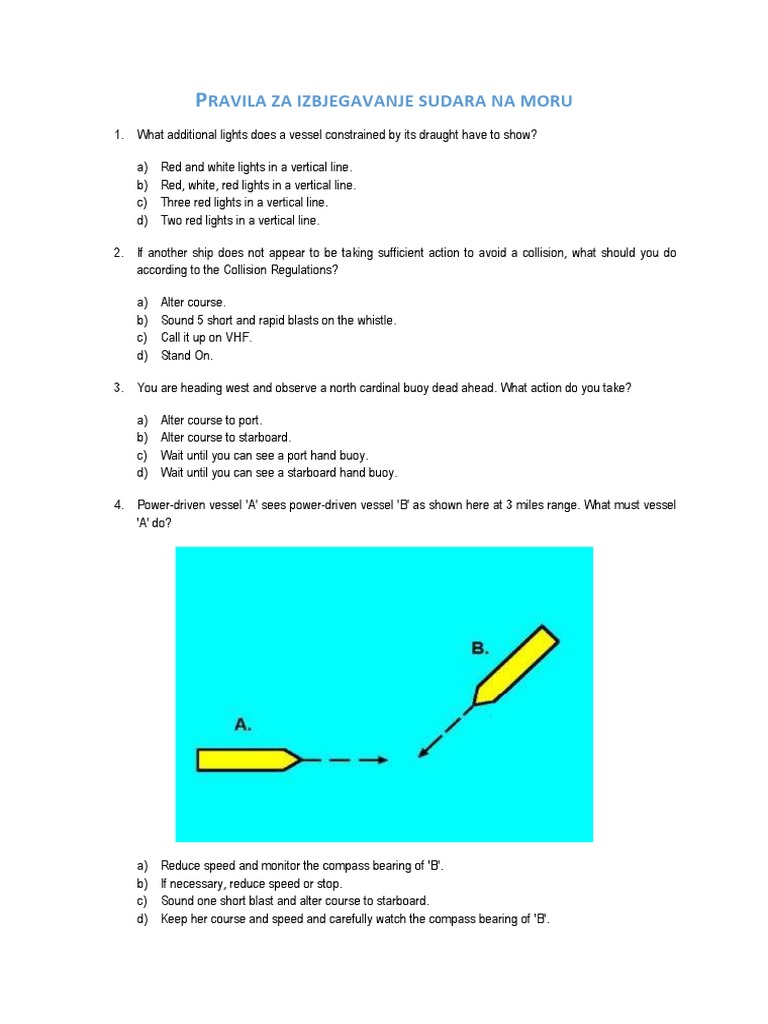 7 Pravila Za Izbjegavanje Sudara Formatted | PDF | Traffic | Port And Starboard