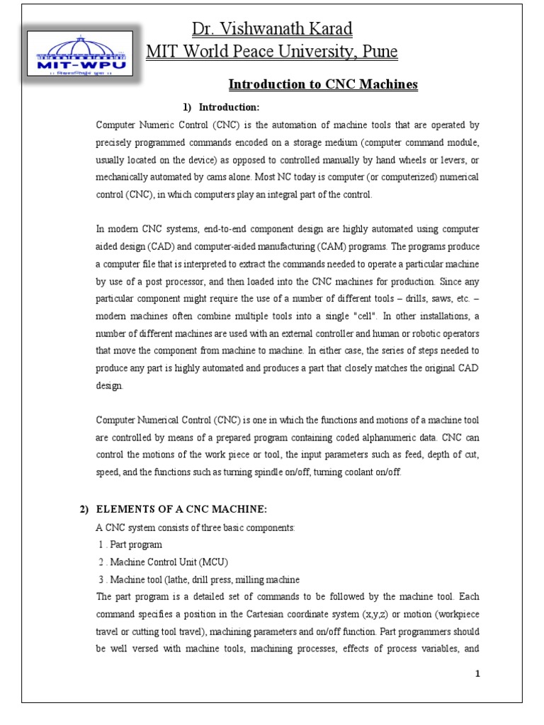 Introduction To CNC Machining | PDF