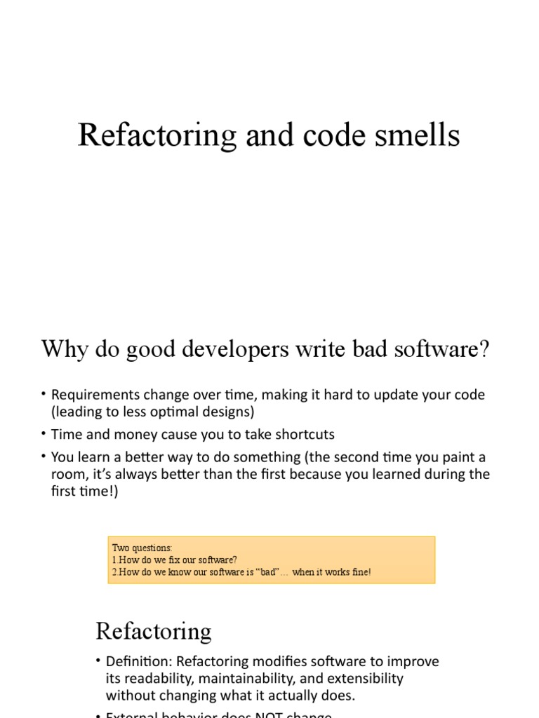 Week 3 - 4 Refactoring | PDF | Class (Computer Programming) | Method (Computer Programming)