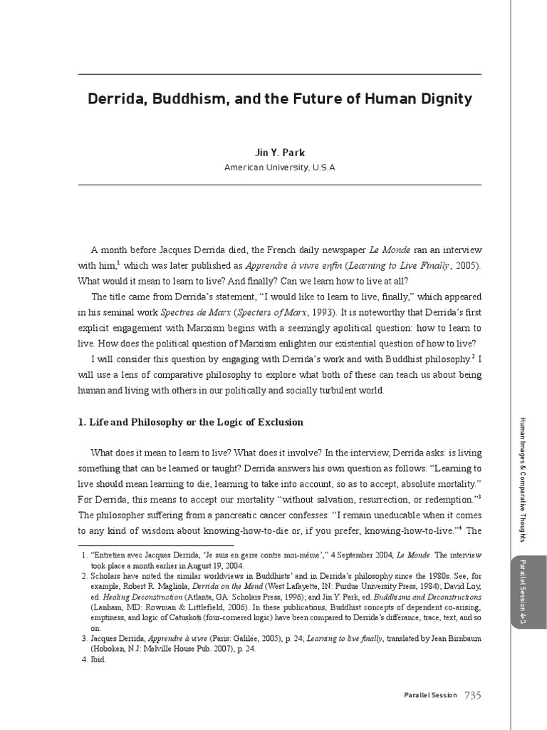 (4 3 3) +Derrida,+Buddhism,+and+the+Future+of+Human+Dignity | PDF